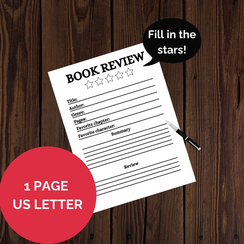 Book Review Template, Simple Book Review Printable, Letter Template ...