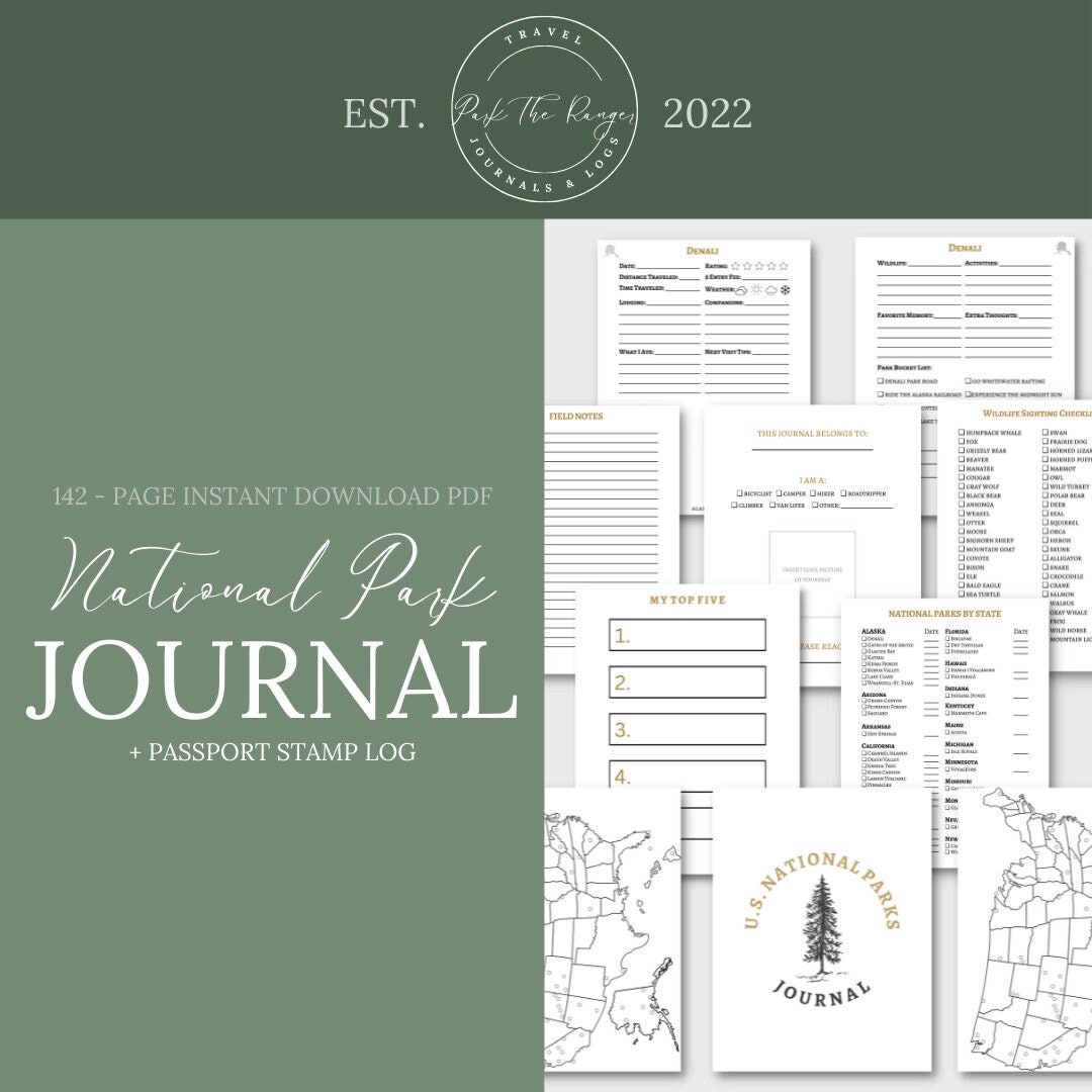 National Park Journal | Passport Stamp Log | 142-pages of All 63 U.S ...