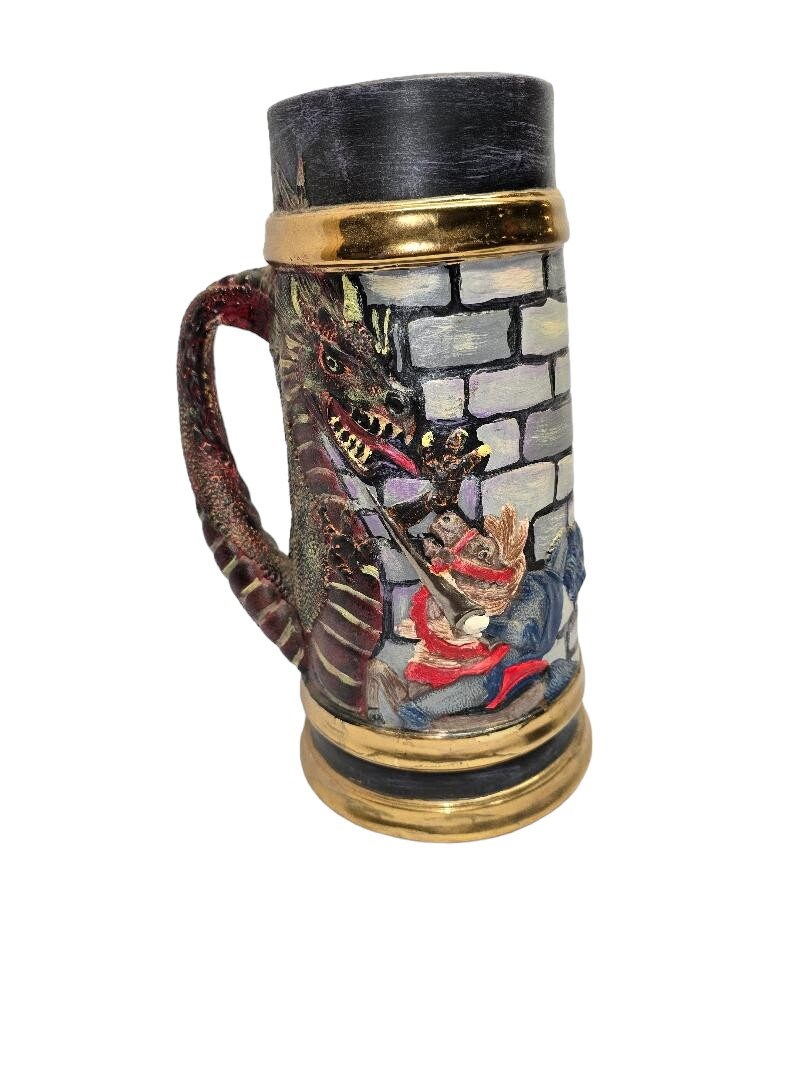 Wizard Knight Dragon Handpainted Ceramic Stein 18" Tall - Etsy