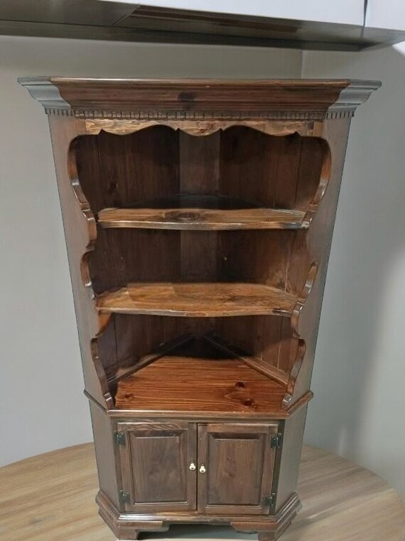 ETHAN ALLEN Pine Corner China Cabinet Curio Etsy