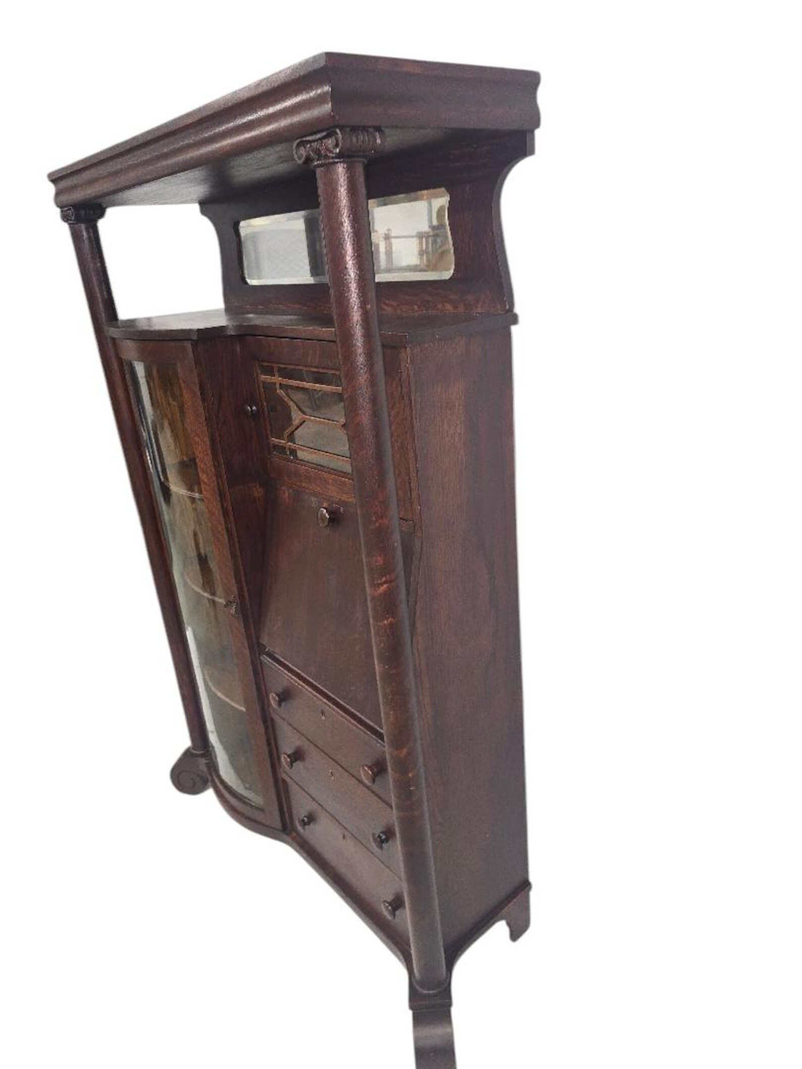 Antique American Empire Curio Bookcase Secretary Locking China Cabinet ...