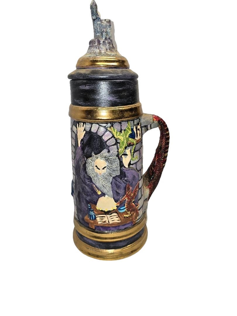 Wizard Knight Dragon Handpainted Ceramic Stein 18" Tall - Etsy