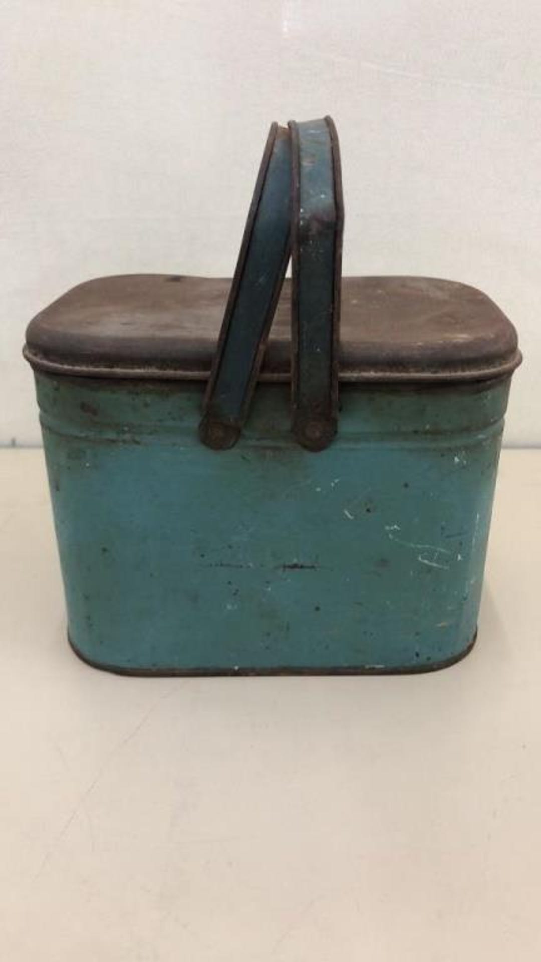 Vintage Old Turquoise Metal Lunch Pail With 2 Handles - Etsy
