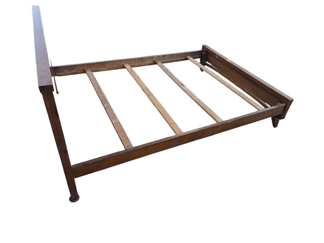 Mid-century Modern Solid Wood Bed Frame Full Size-free Shipping - Etsy