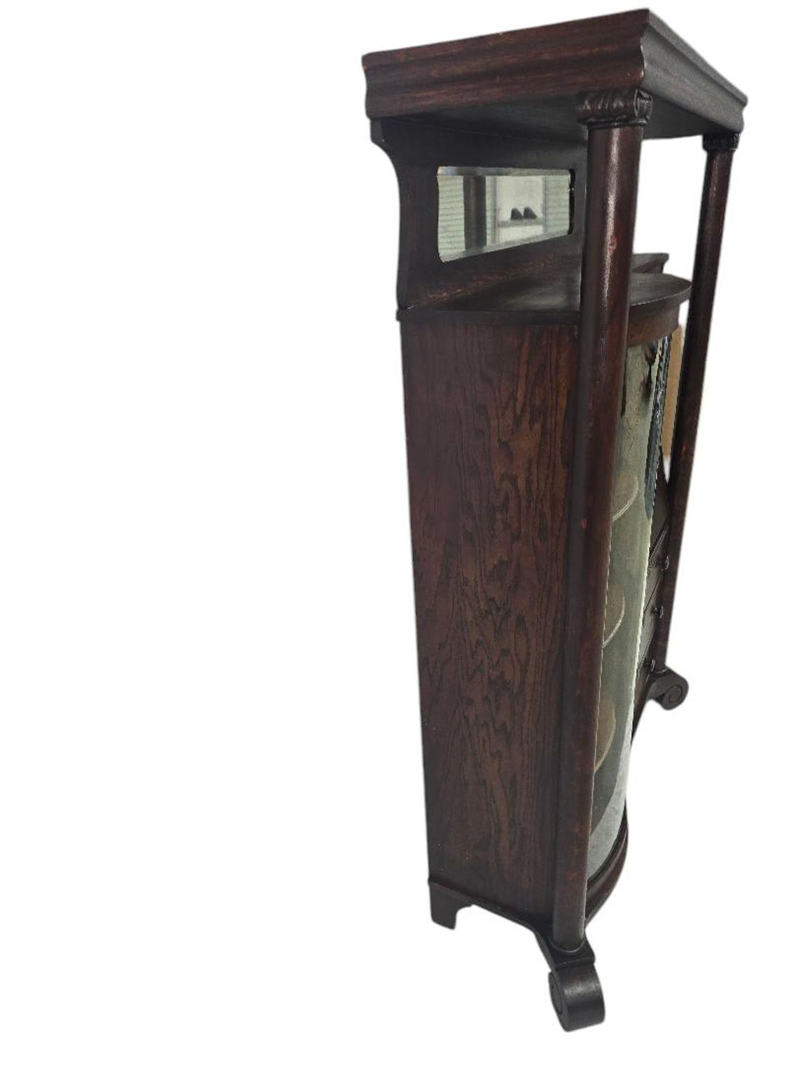 Antique American Empire Curio Bookcase Secretary Locking China Cabinet ...