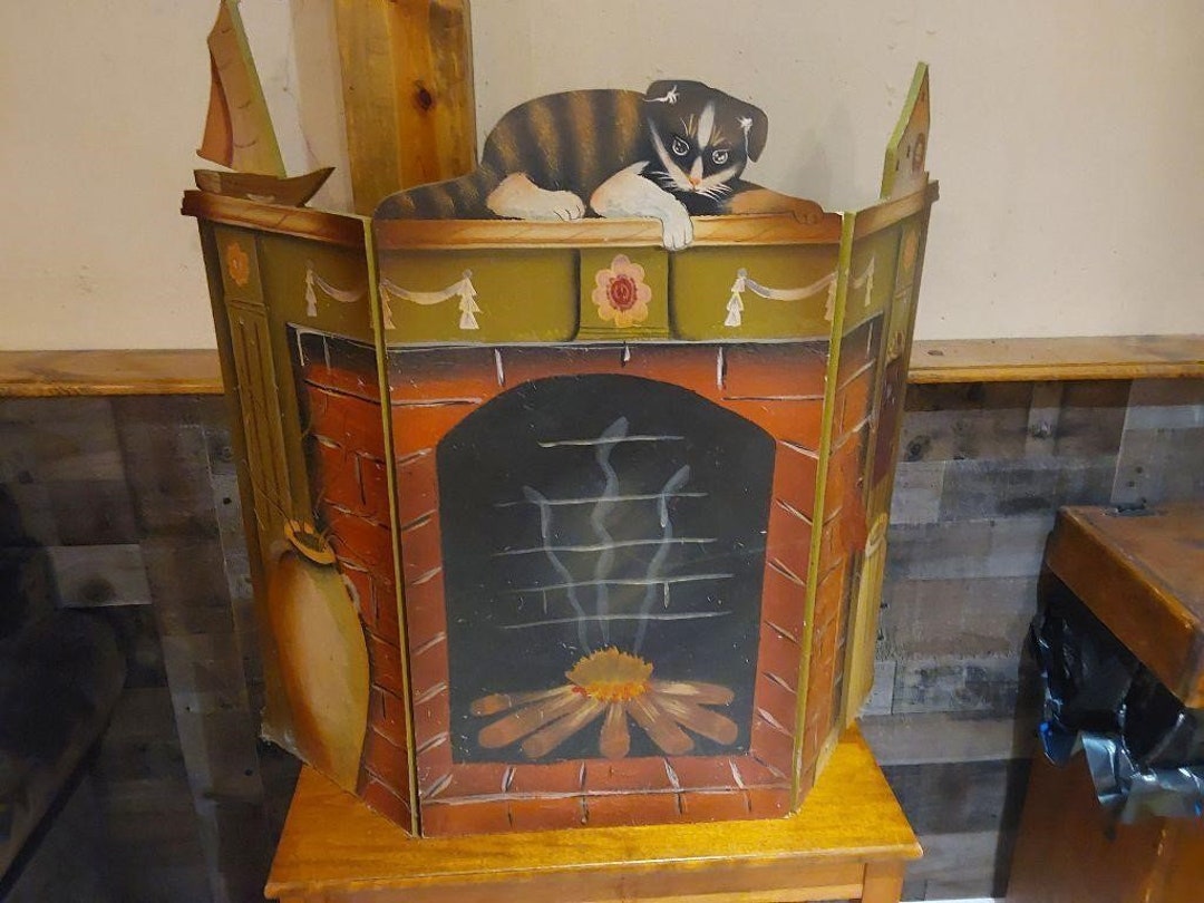 Cozy Cat Fireplace Screen - Etsy