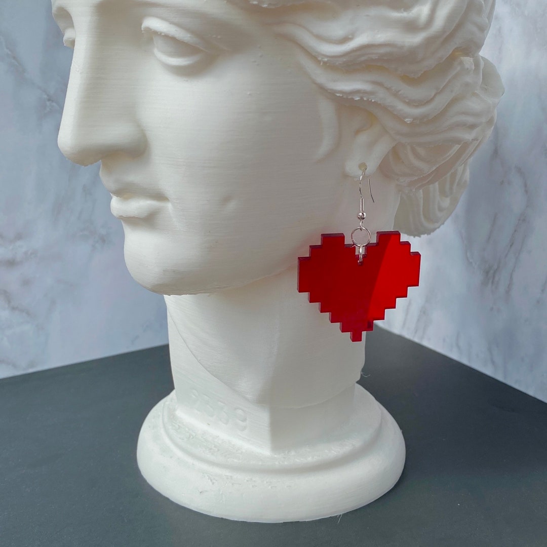 Pixel Heart Earrings | Video Game Earrings | Acrylic Earrings | Fun ...