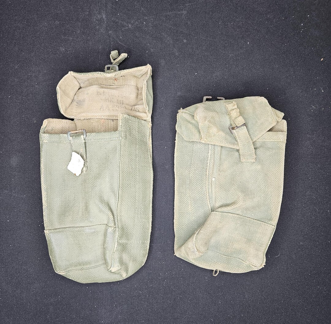WW2 British P37 Mkiii Ammo Pouches Khaki Painted Green WWII, Military, Army, Field Gear, UK ...