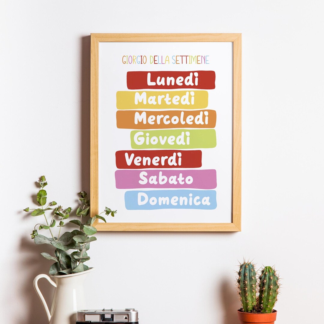 Italian Days of the Week Poster, Educational Wall Art, Learn Italian ...
