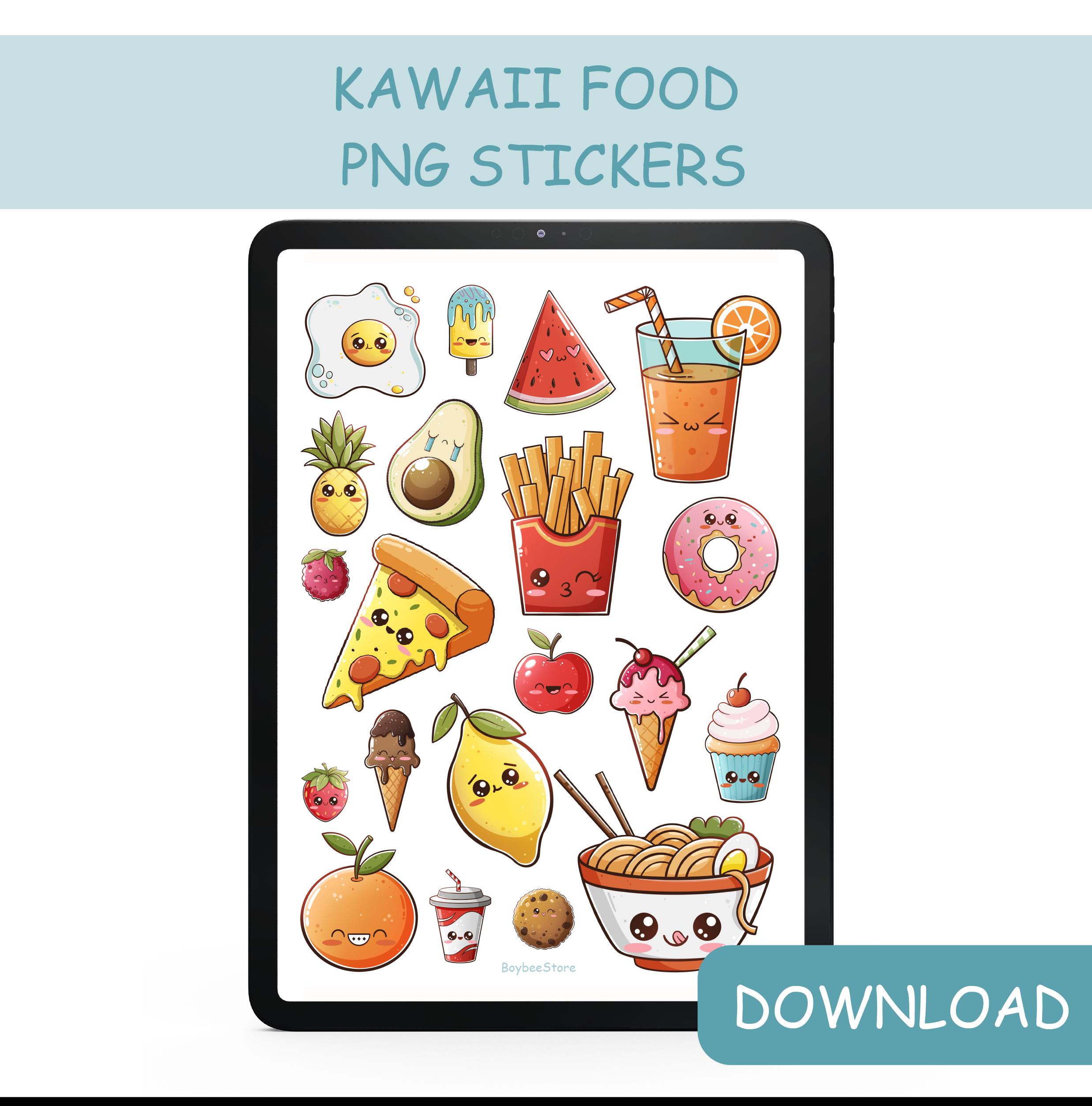 20 Kawaii Cute Food Stickers PNG Stickers Digital Sticker Art Sweet ...