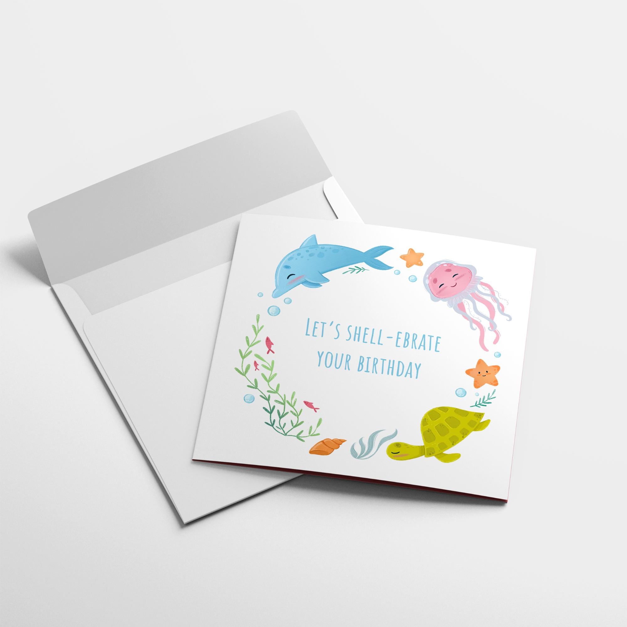Sea Animals Birthday Template, Ocean Theme Party Card for Kids ...