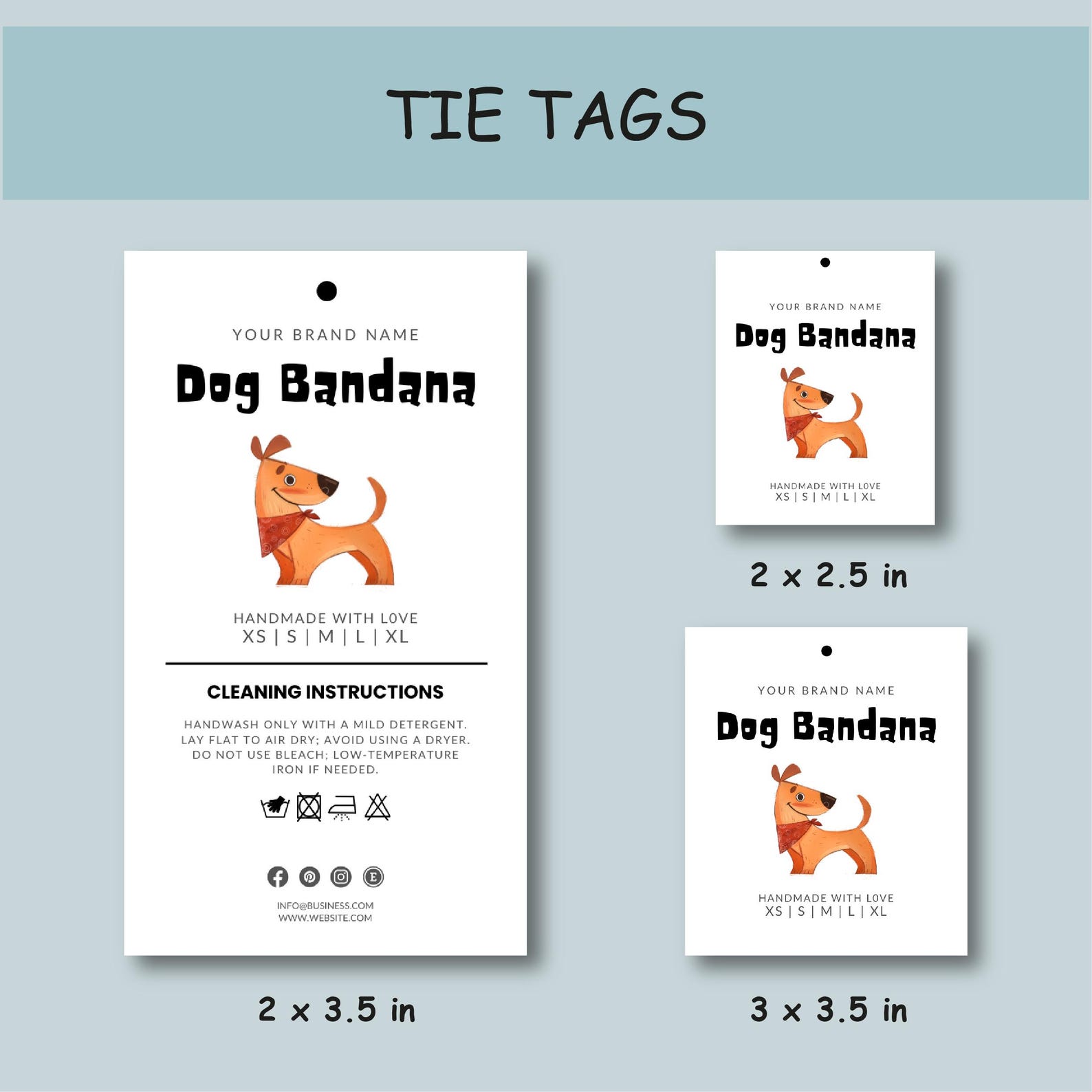 Printable Dog Bandana Label Template | Wrap Labels, Tie Tags & Over ...