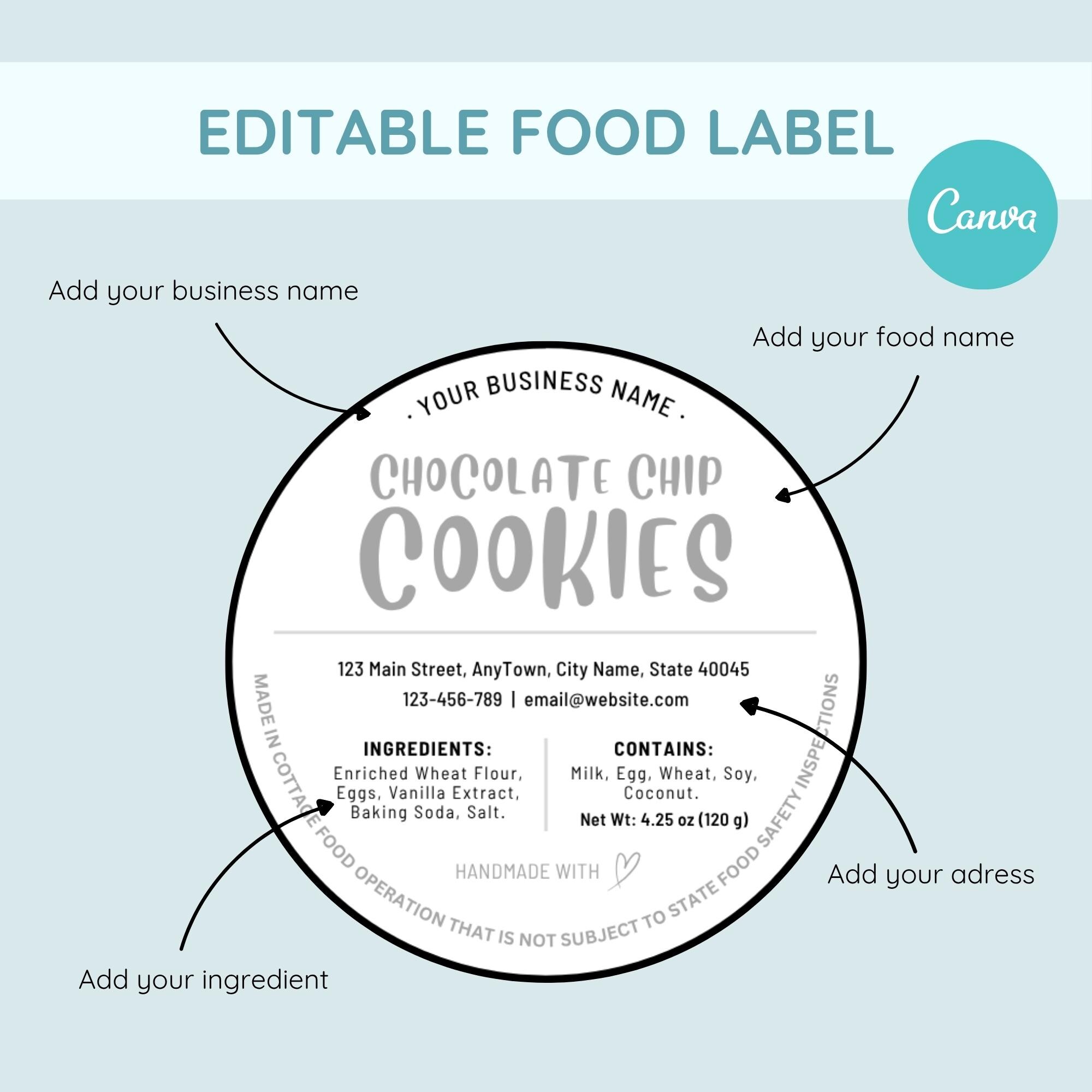 Editable Cottage Food Label Template | Rounded Design | Printable Canva ...