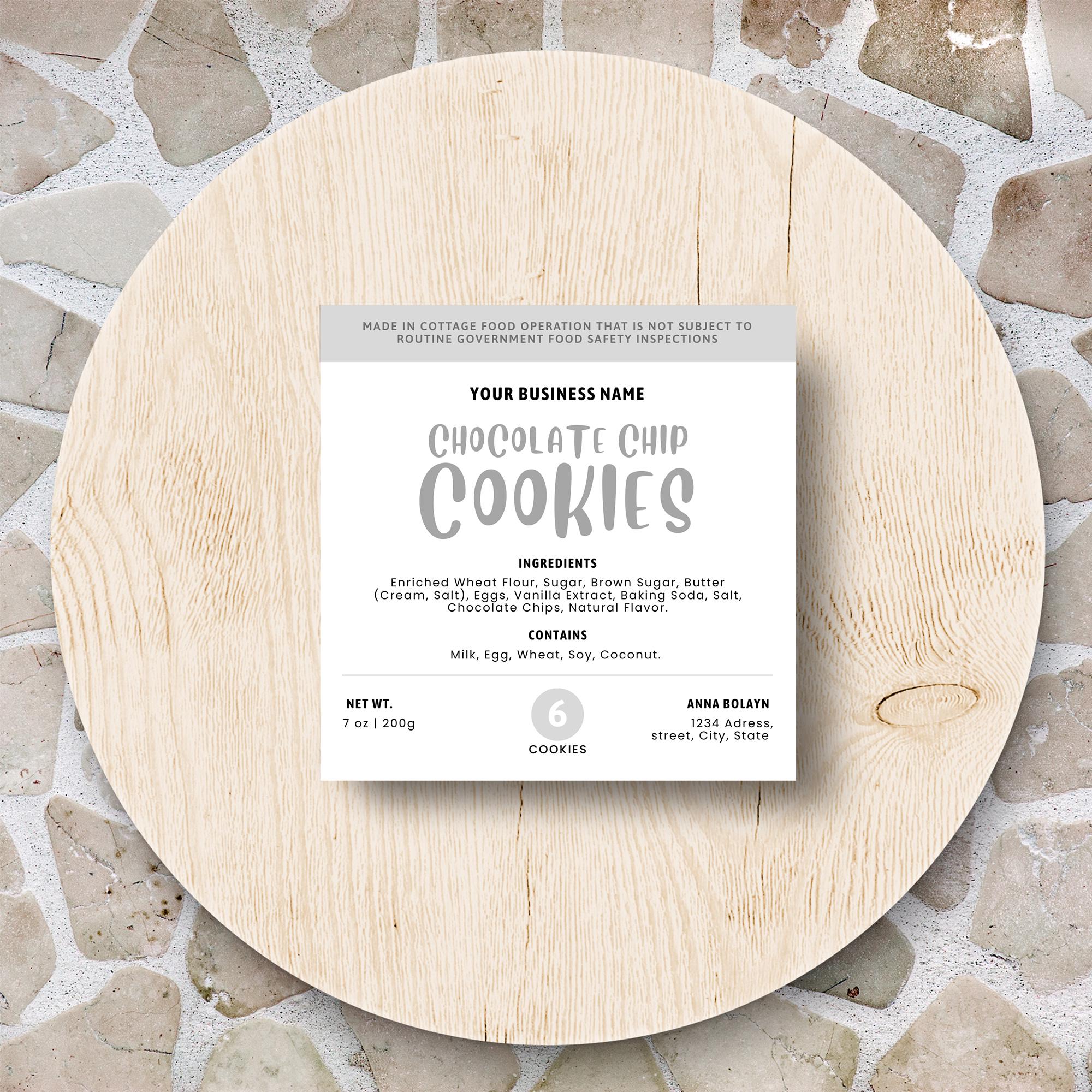 Editable Cottage Food Label Template | Printable Food Product Label ...