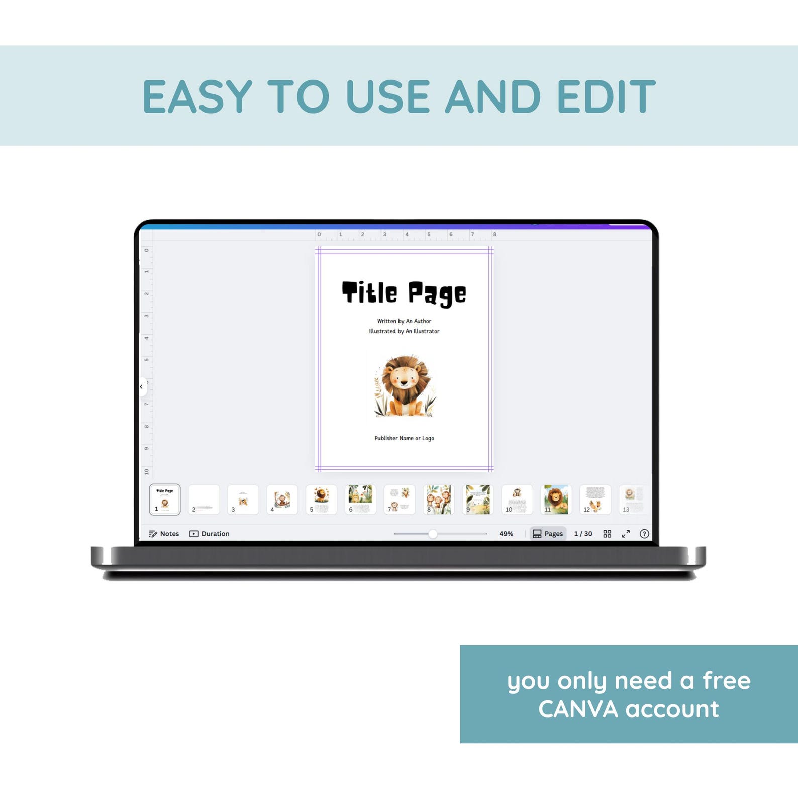 Picture Book Template 8"x10" – 30-page Storybook Canva Template ...