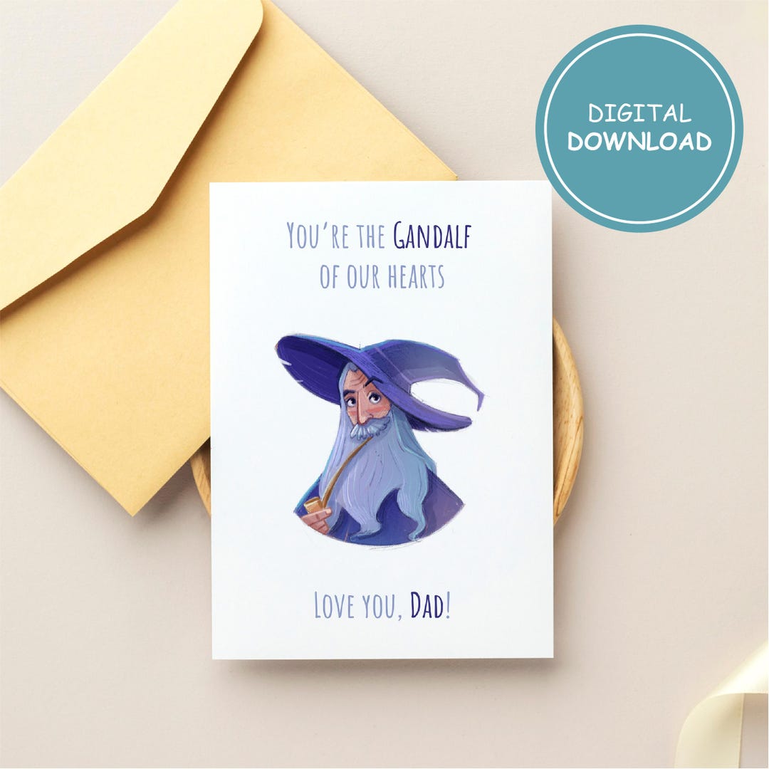 Printable Father's Day Card | Funny Wizard Card for Dad | Magic Fantasy ...