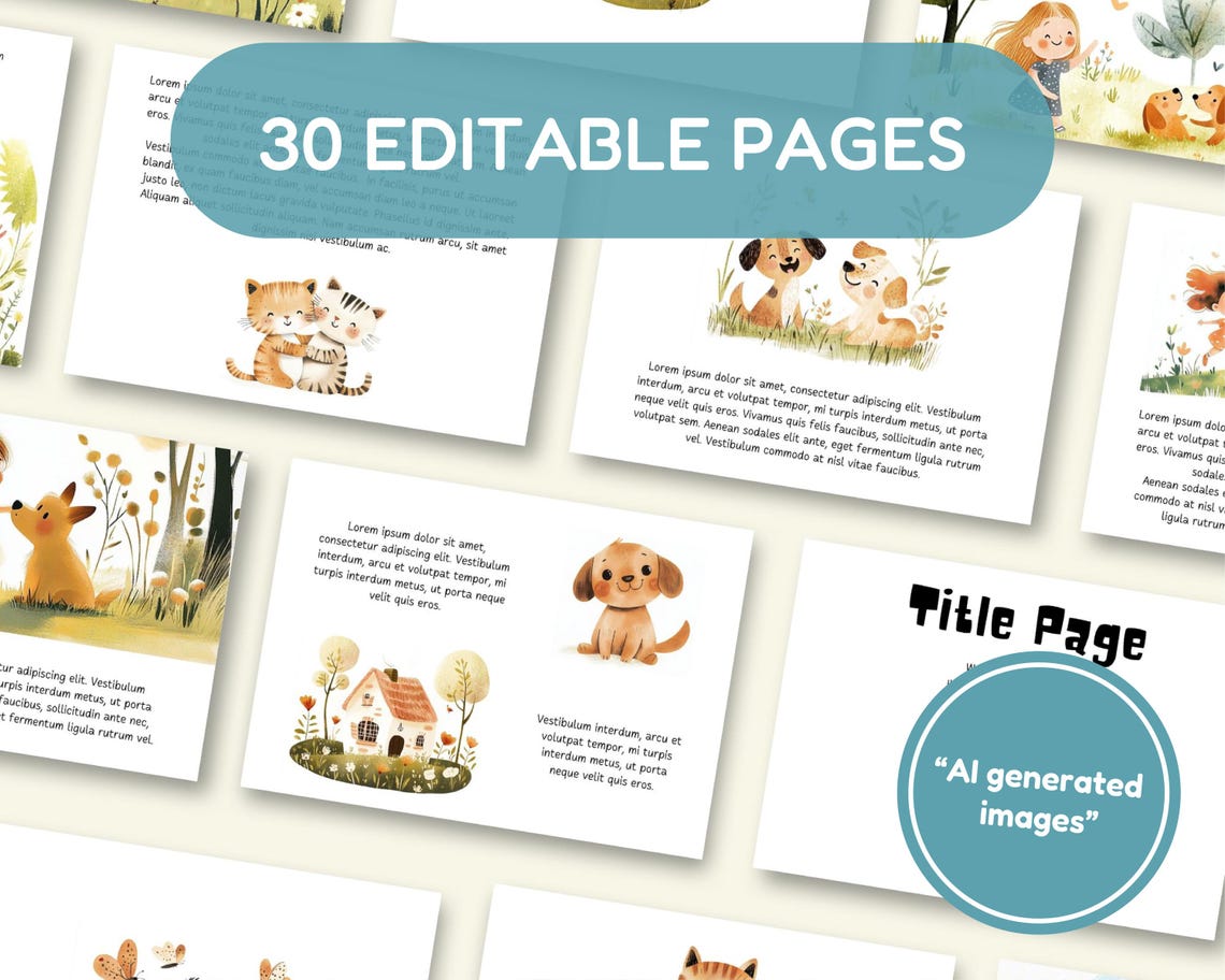 Picture Book Template 11"x8.5" – Editable Landscape Children’s Book ...
