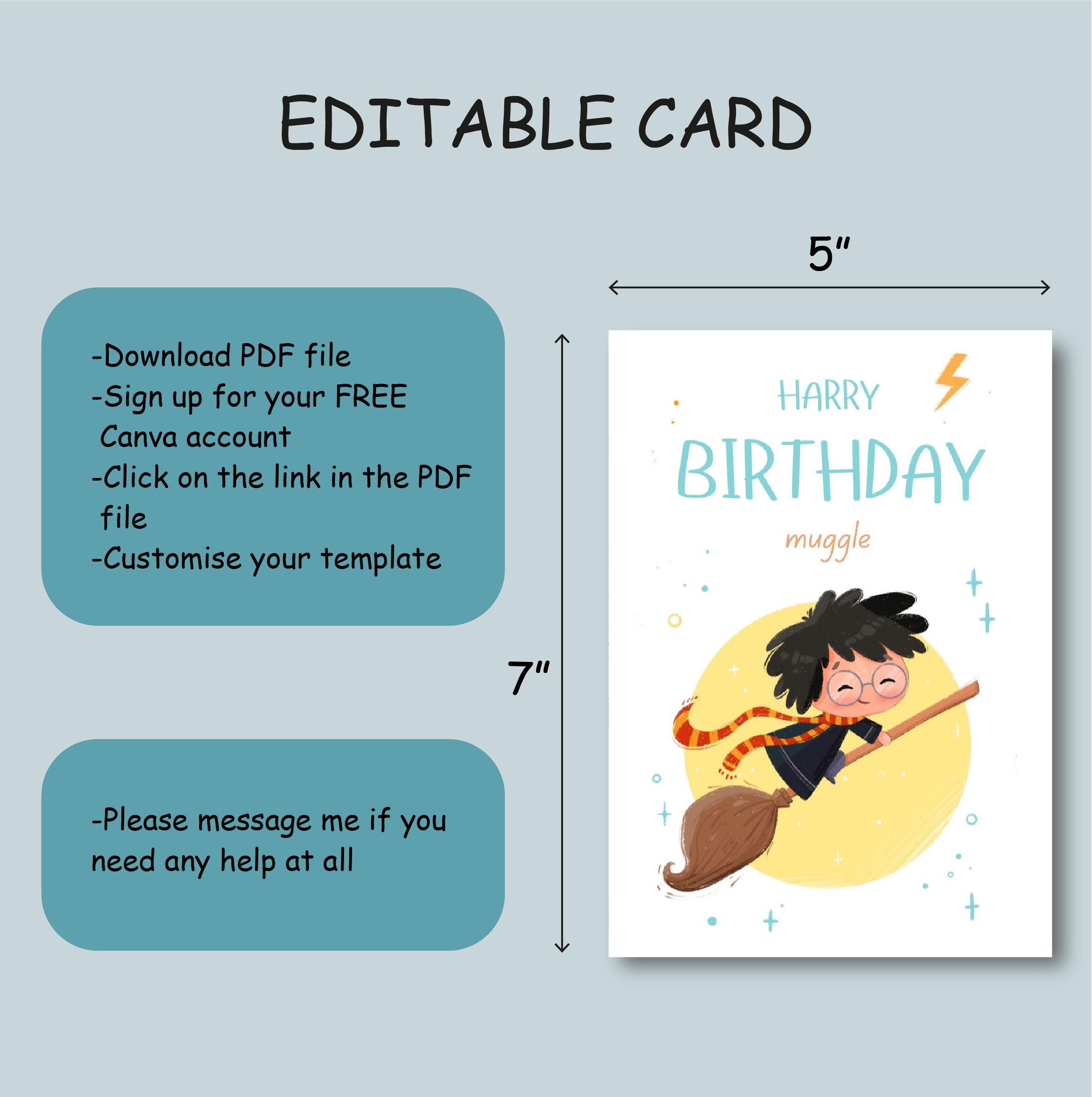 Editable Birthday Card, Printable Birthday Card, Happy Birthday Card ...