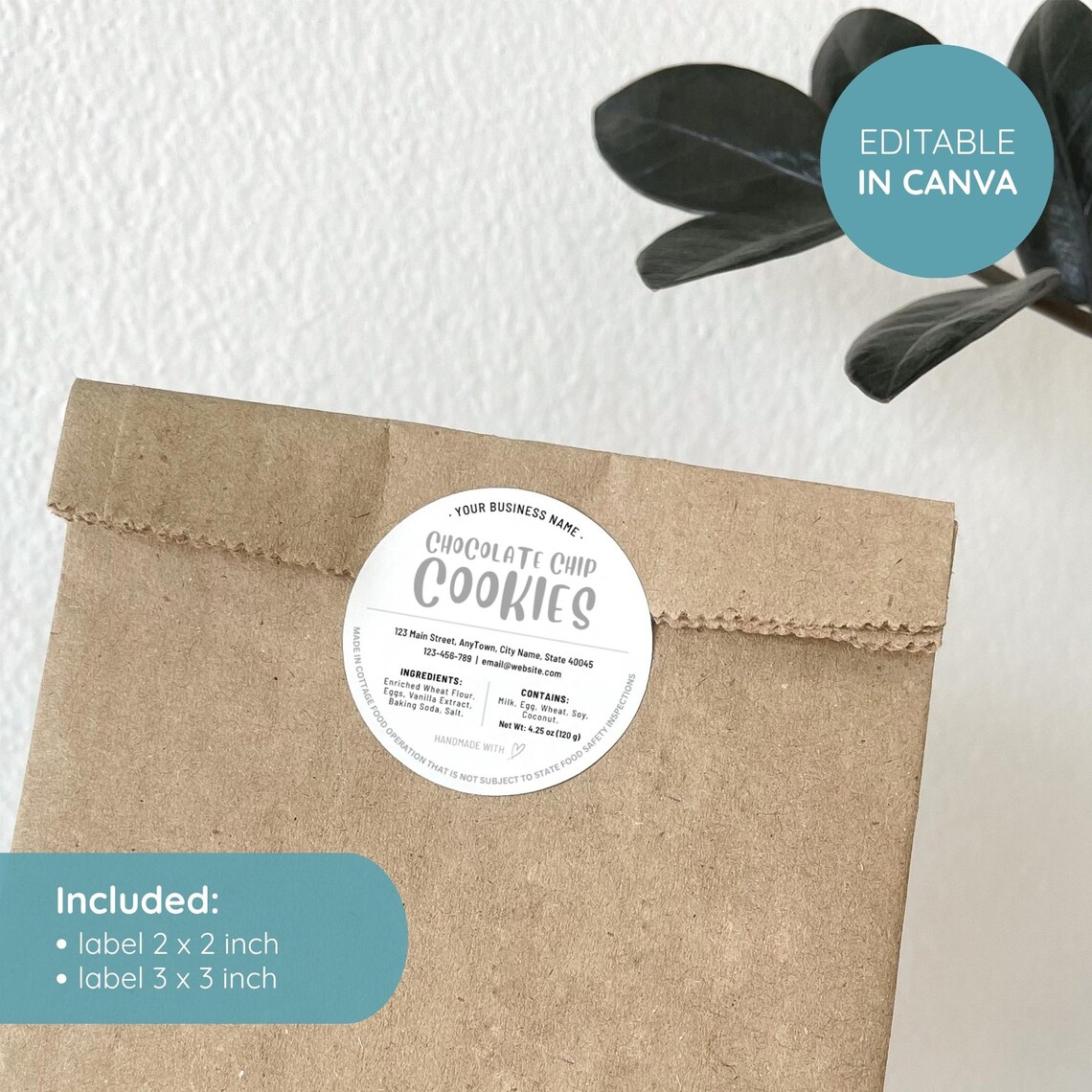 Editable Cottage Food Label Template | Rounded Design | Printable Canva ...