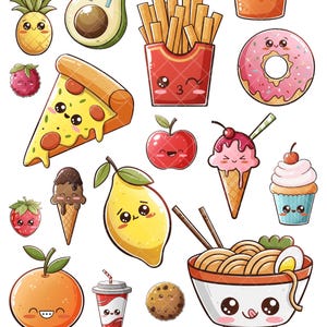 20 Kawaii Cute Food Stickers PNG Stickers Digital Sticker Art Sweet ...