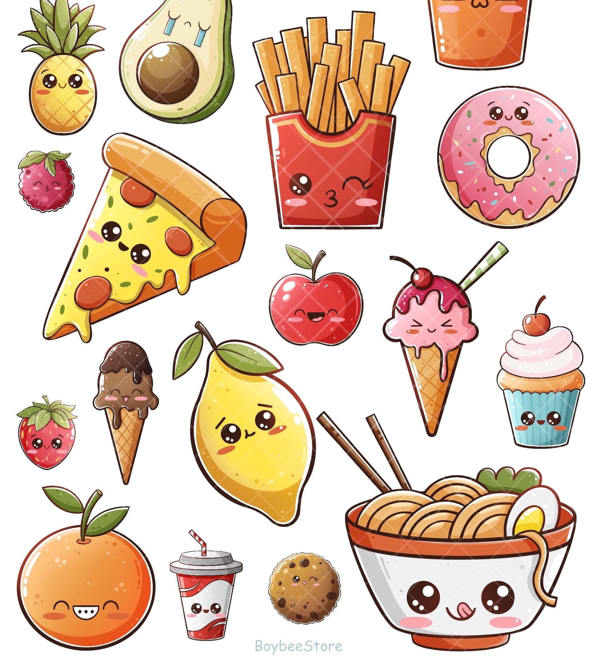20 Kawaii Cute Food Stickers PNG Stickers Digital Sticker Art Sweet ...