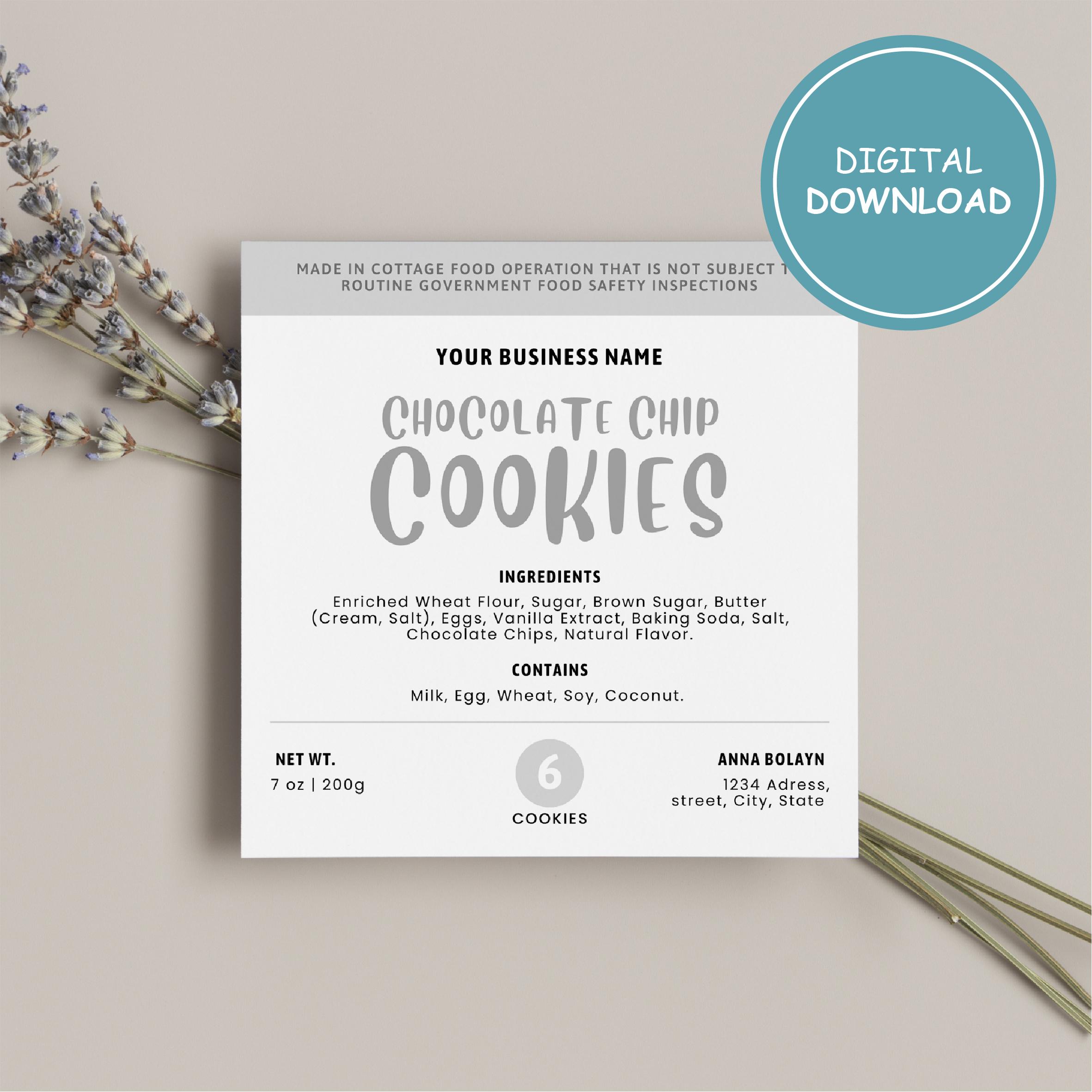 Editable Cottage Food Label Template | Printable Food Product Label ...