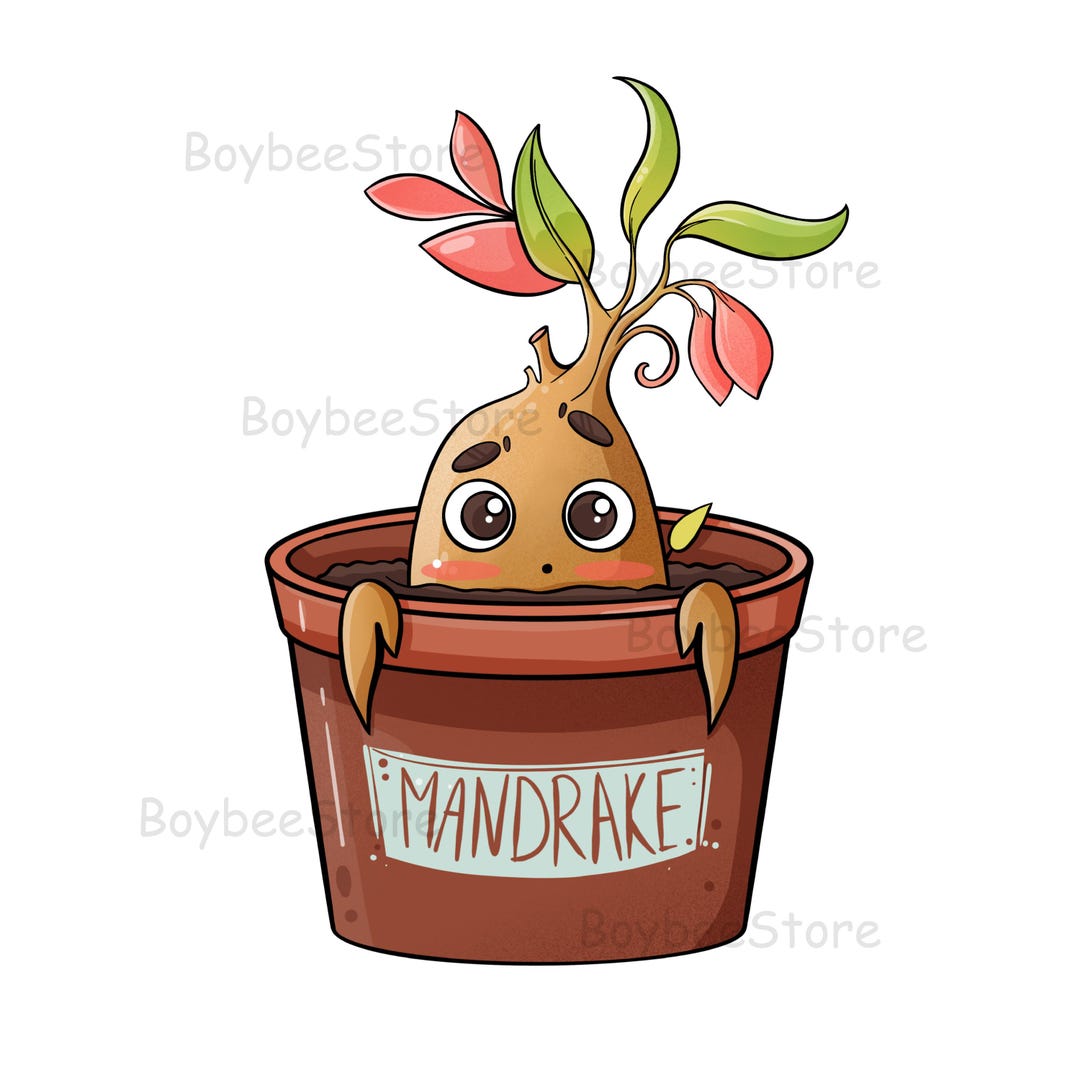 Cute Mandrake Digital Clipart, Baby Mandrake Illustration, Printable ...
