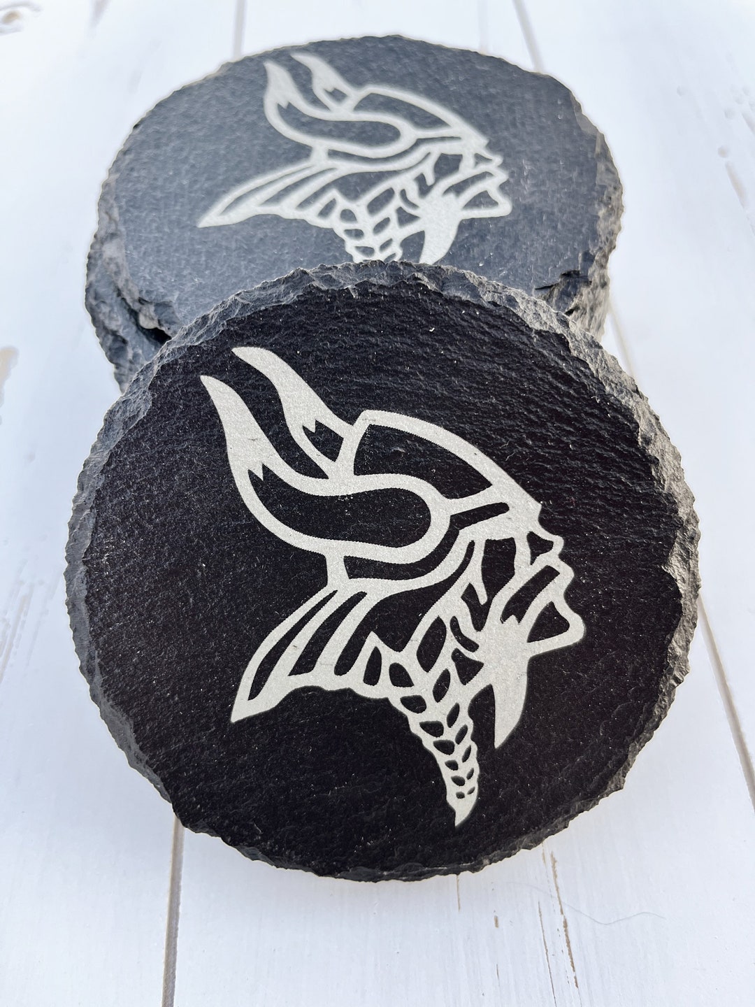 Minnesota Vikings Logo Slate Coasters, Laser Engraved, Football ...