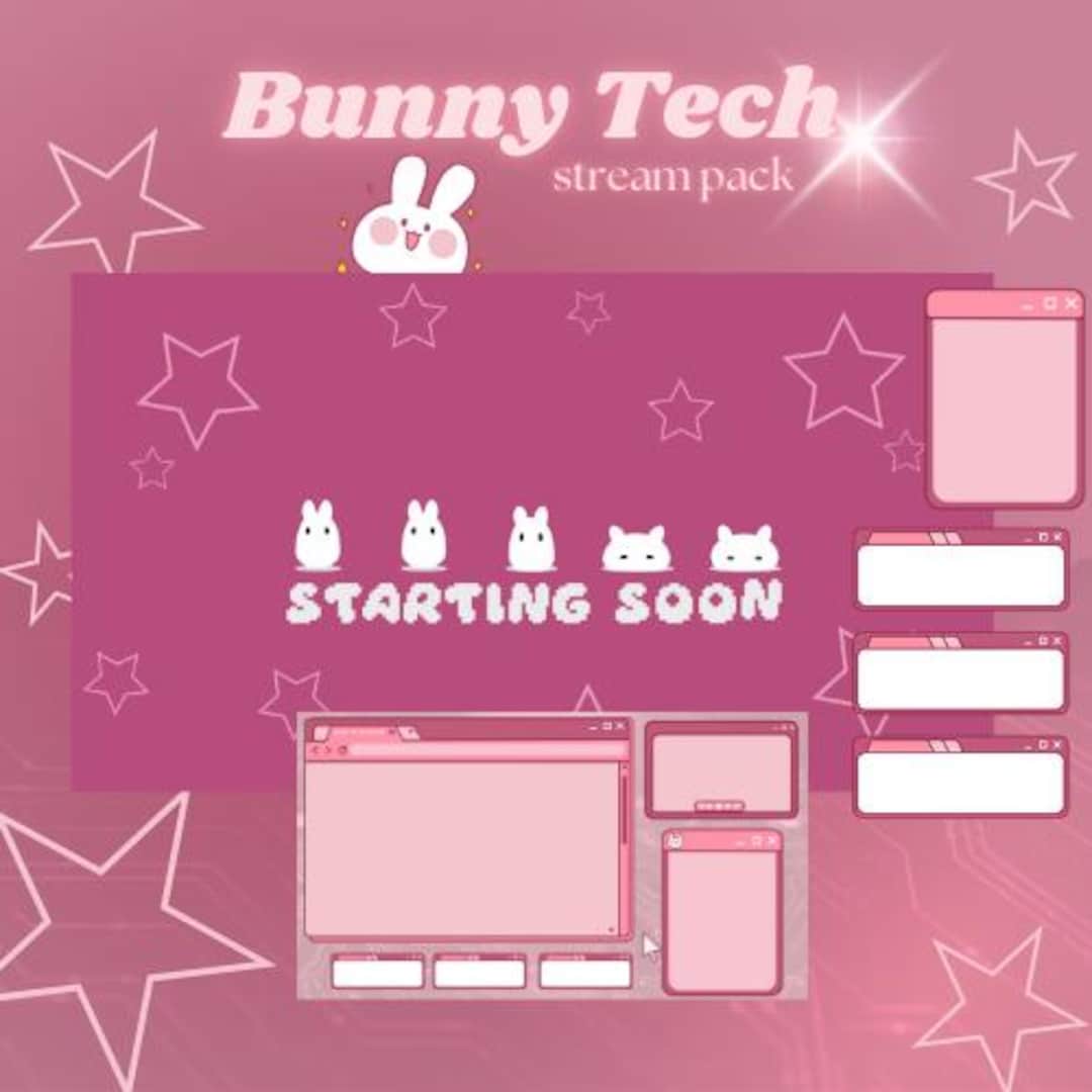 Bunny Tech | Stream Overlay Gaming Cute Kawaii Bunny Glitch Core Aesthetic Egirl - Etsy