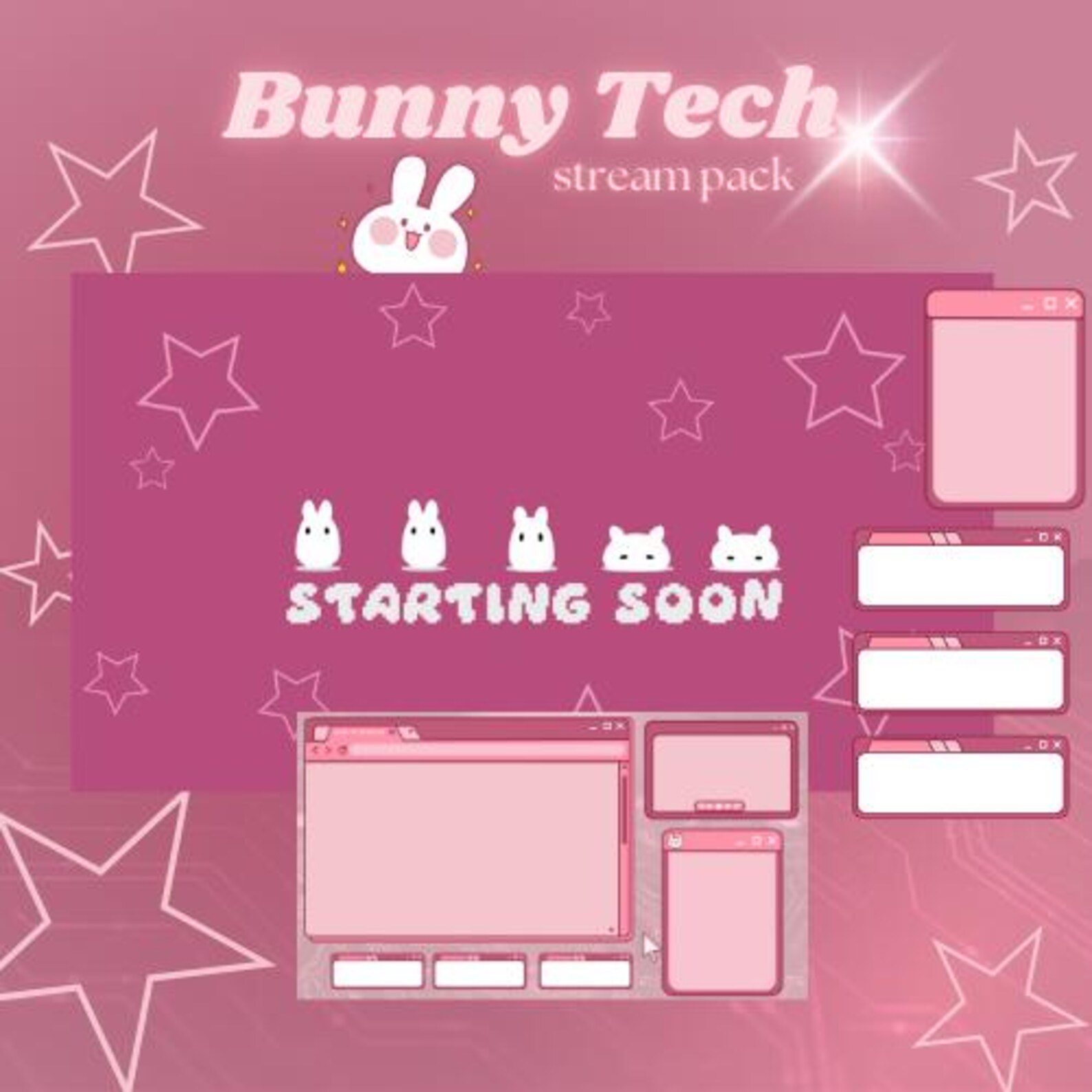 Bunny Tech | Stream Overlay Gaming Cute Kawaii Bunny Glitch Core ...
