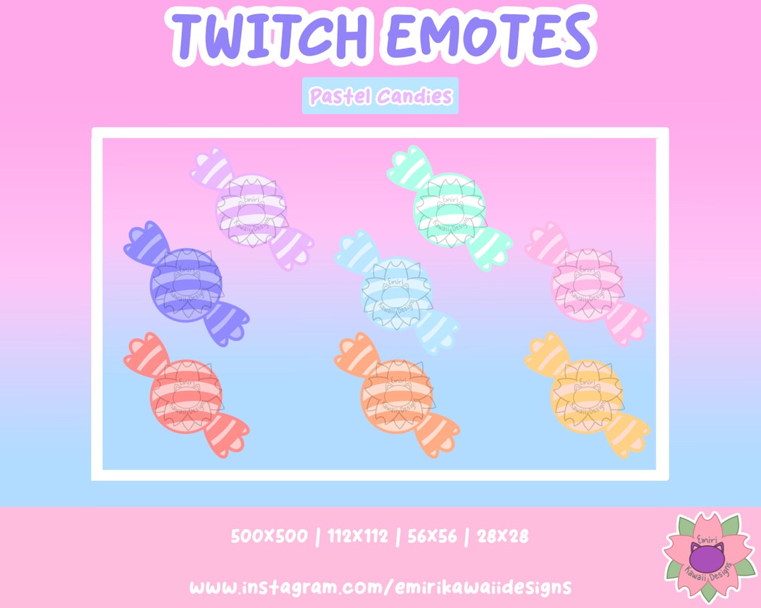 Pastel Candies Kawaii Emotes Twitch, Discord, Youtube Digital Download ...