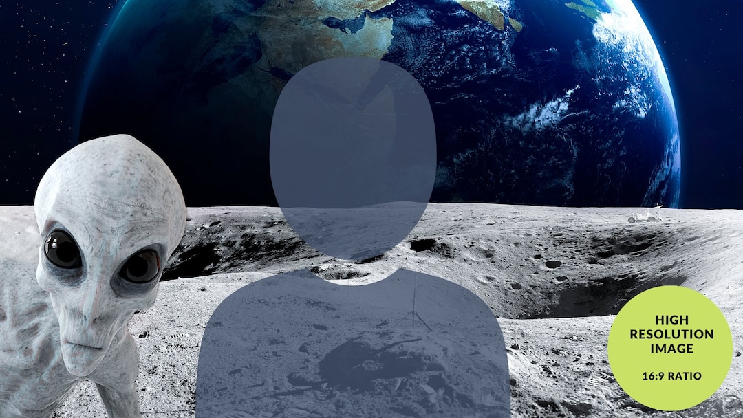 Home Office Background, Moon Surface and Alien, Virtual Background for ...