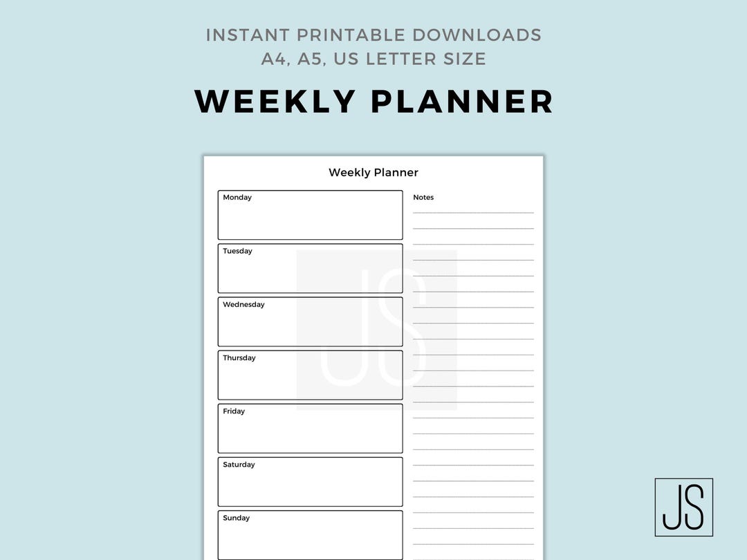 Weekly Planner Printable | Weekly Planning Printable PDF | Instant ...