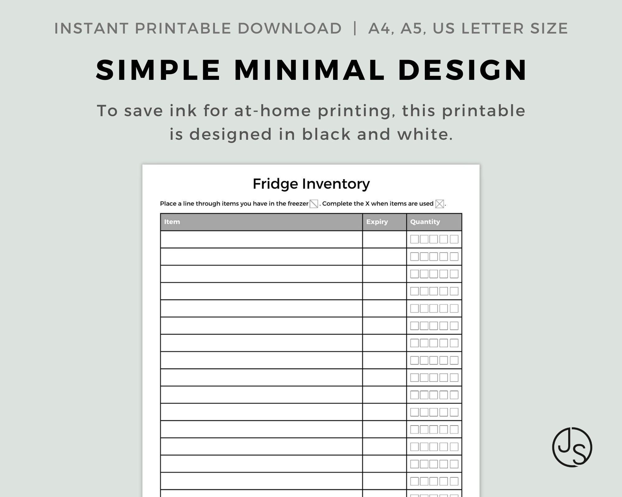 Fridge Inventory Printable Tracker Inventory Printable PDF Instant ...