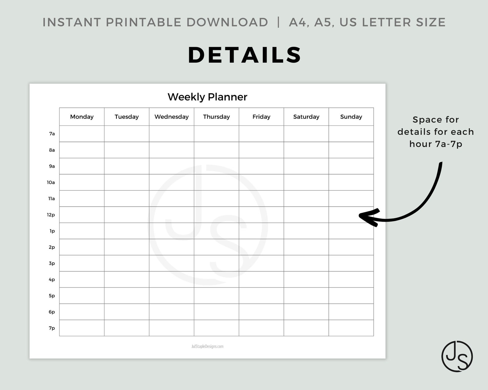 Weekly Planner Printable Weekly Planning Printable PDF Instant Download ...