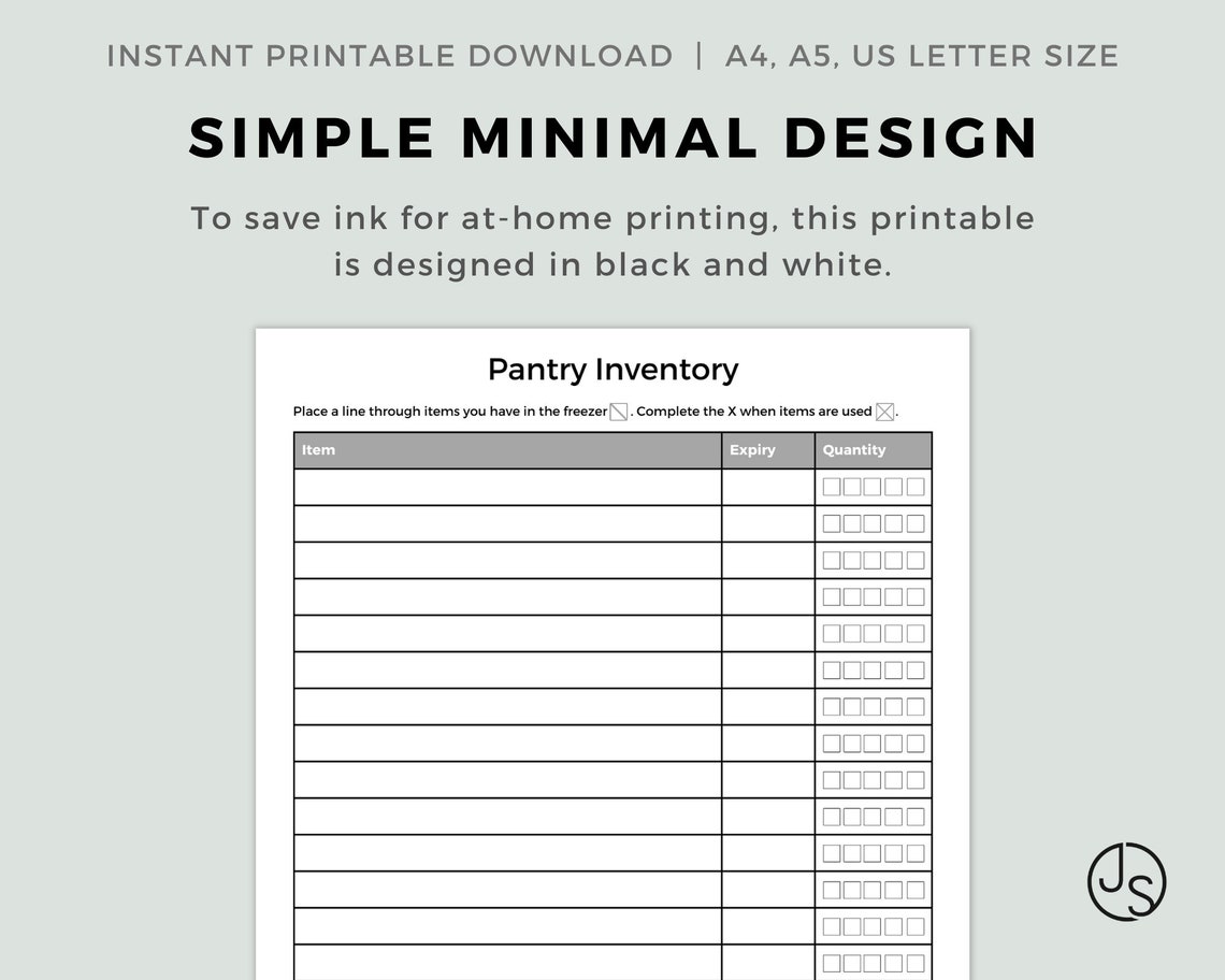 Pantry Inventory Printable Tracker Inventory Printable PDF Instant ...