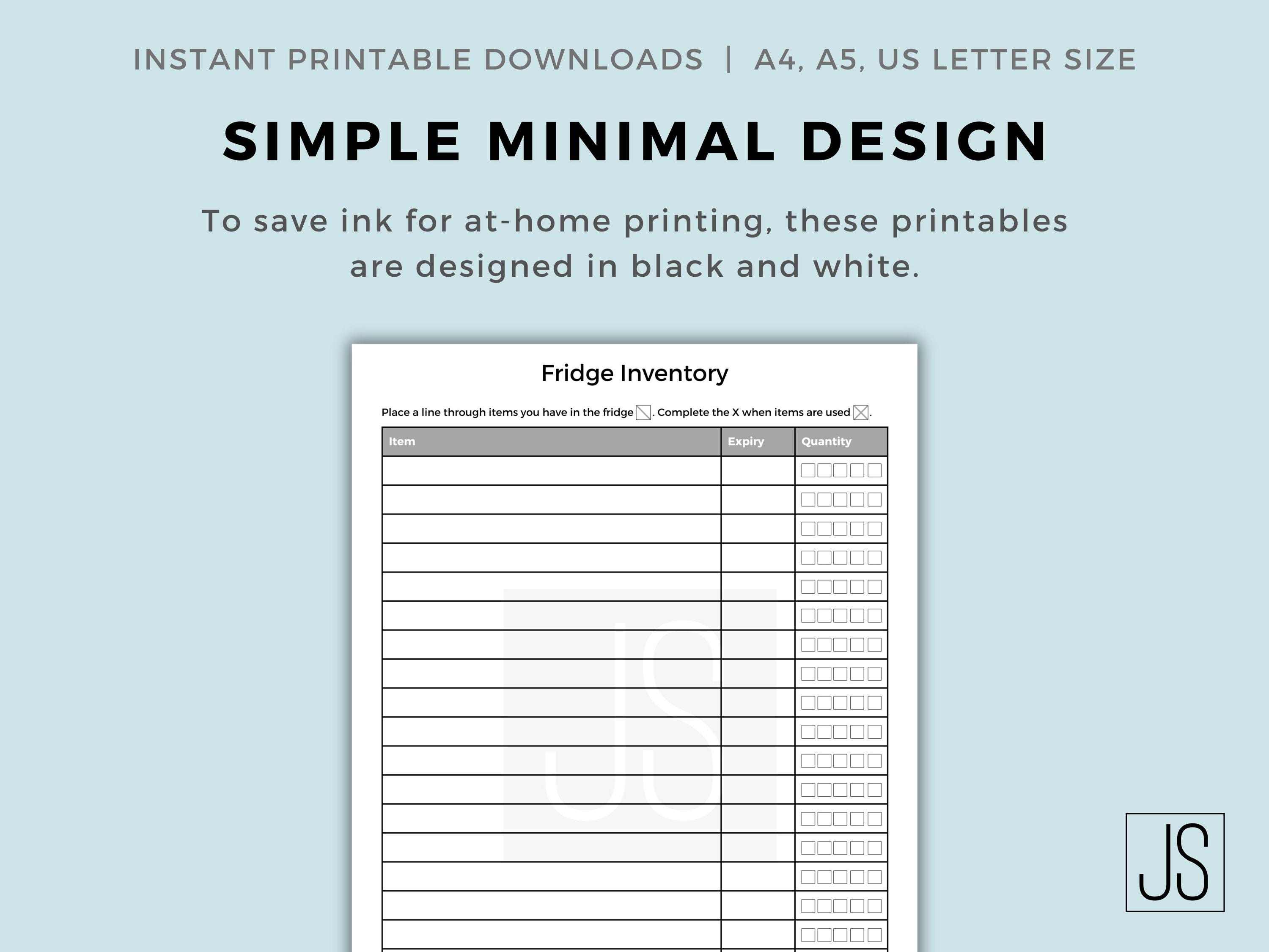 Fridge Inventory Printable Tracker | Inventory Printable PDF | Instant ...