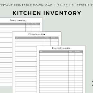 Kitchen Inventory Printable Tracker Inventory Printable PDF Instant ...