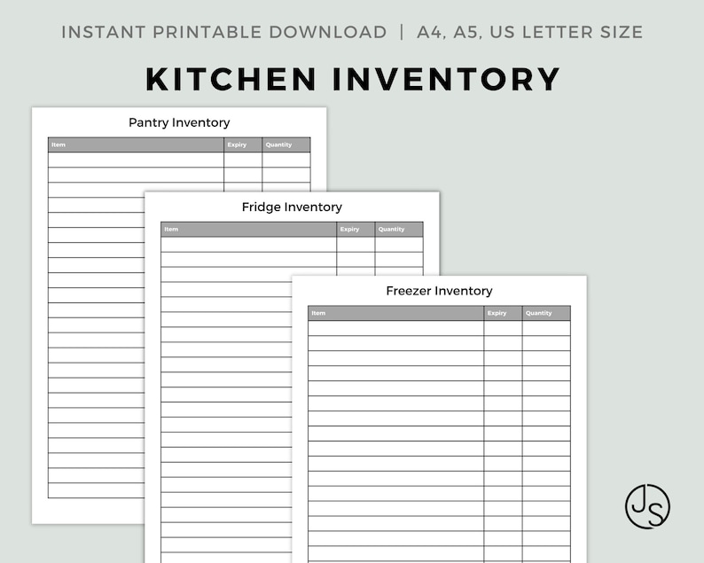 Kitchen Inventory Printable Tracker Inventory Printable PDF Instant ...