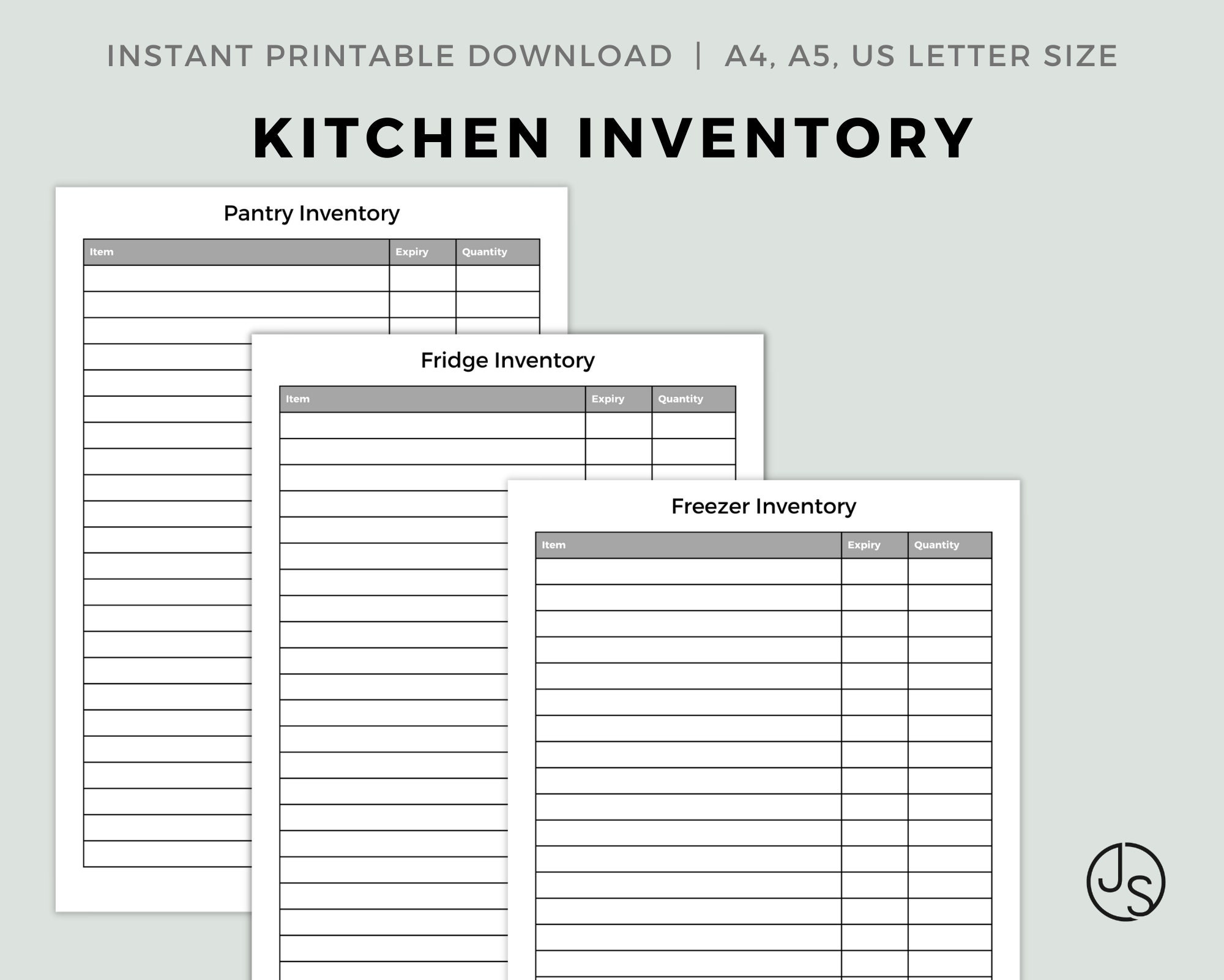 Kitchen Inventory Printable Tracker Inventory Printable PDF Instant ...