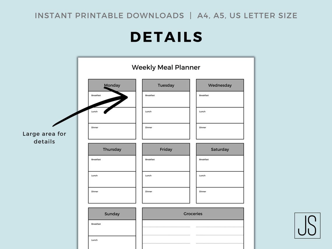 Meal Planner Printable | Meal Planning Printable PDF | Instant Download ...