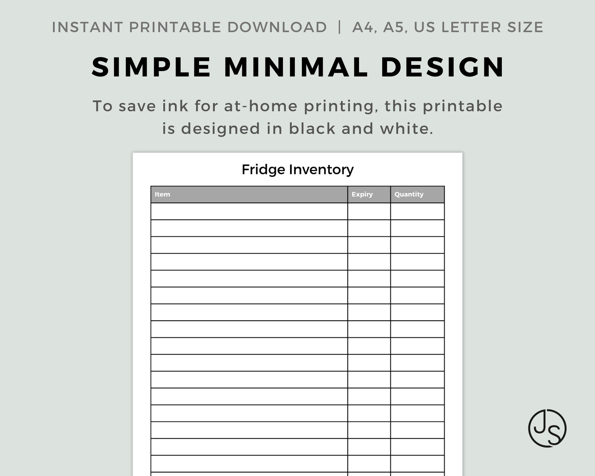 Fridge Inventory Printable Tracker Inventory Printable PDF Instant ...