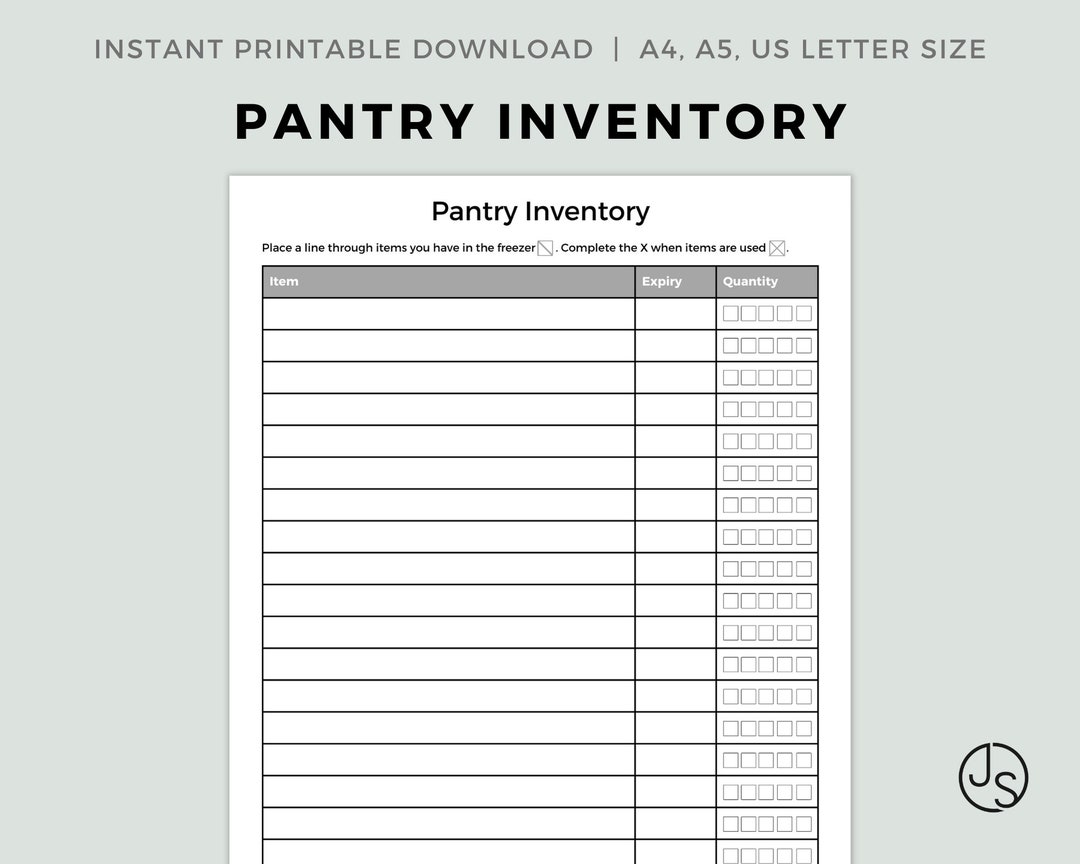 Pantry Inventory Printable Tracker Inventory Printable PDF Instant ...