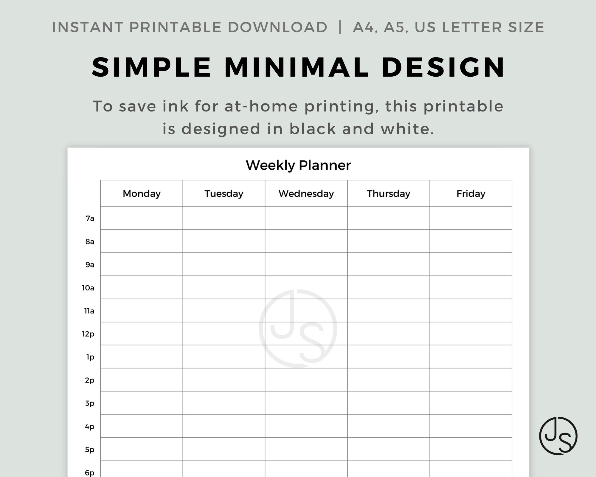 Work Week Planner Printable Weekly Planning Printable PDF - Etsy