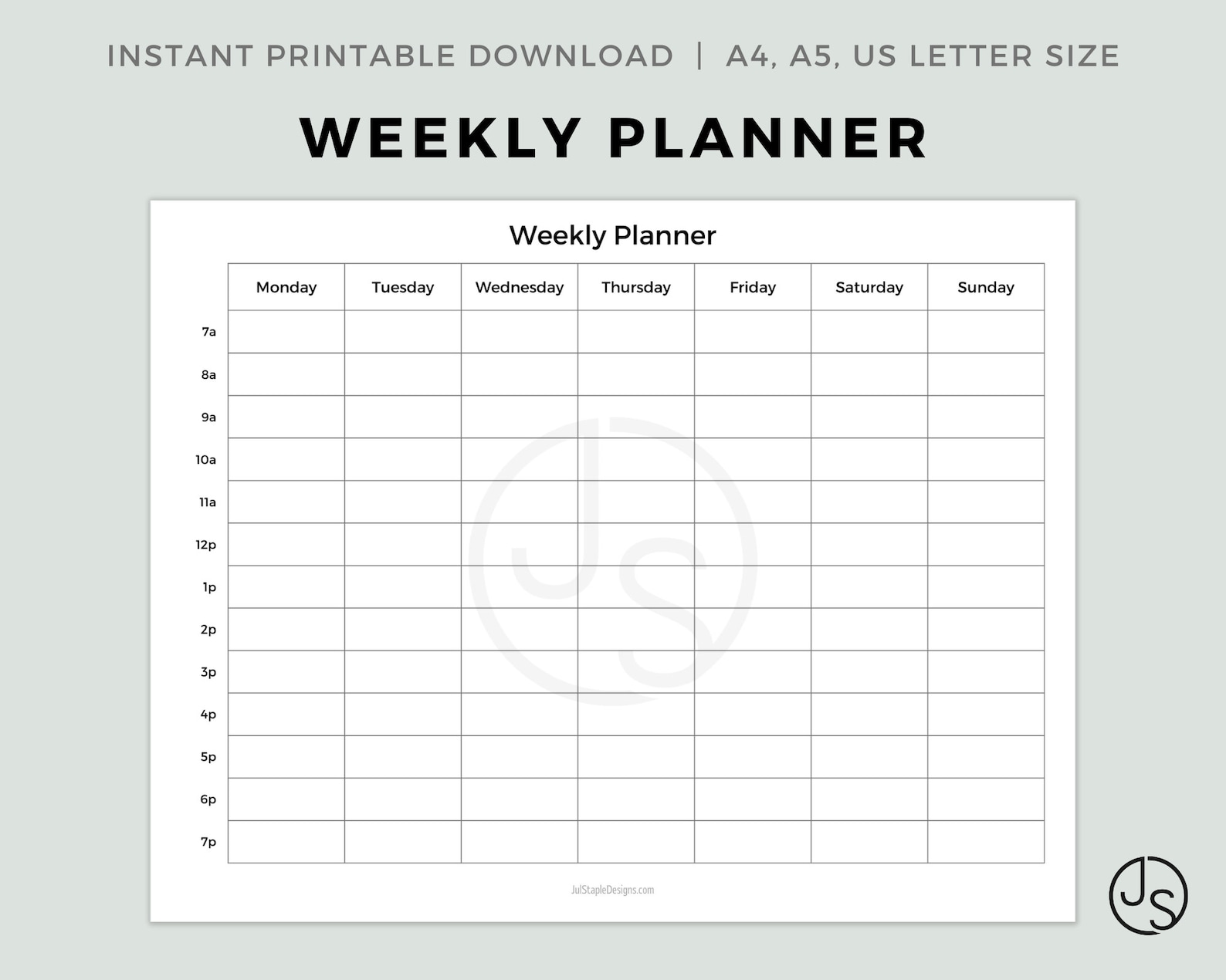 Weekly Planner Printable Weekly Planning Printable PDF Instant Download ...