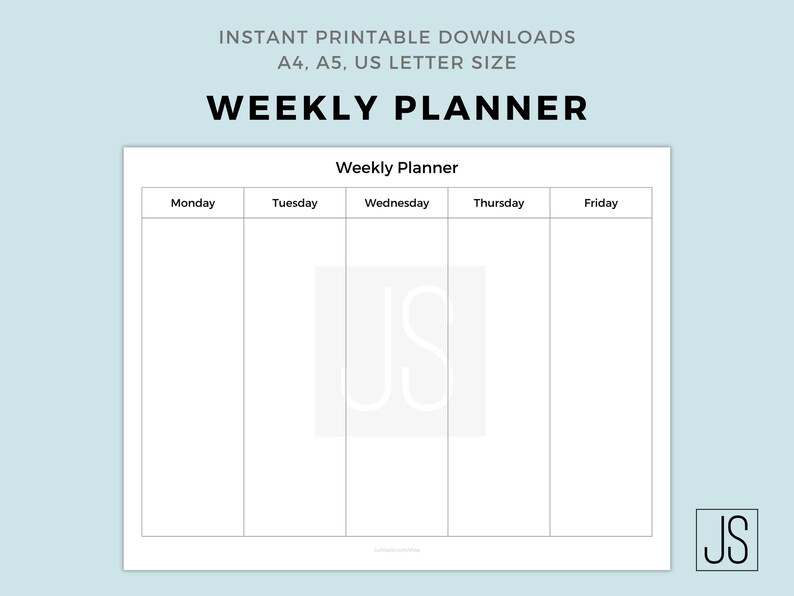 Work Week Planner Printable | Weekly Planning Printable PDF | Instant ...