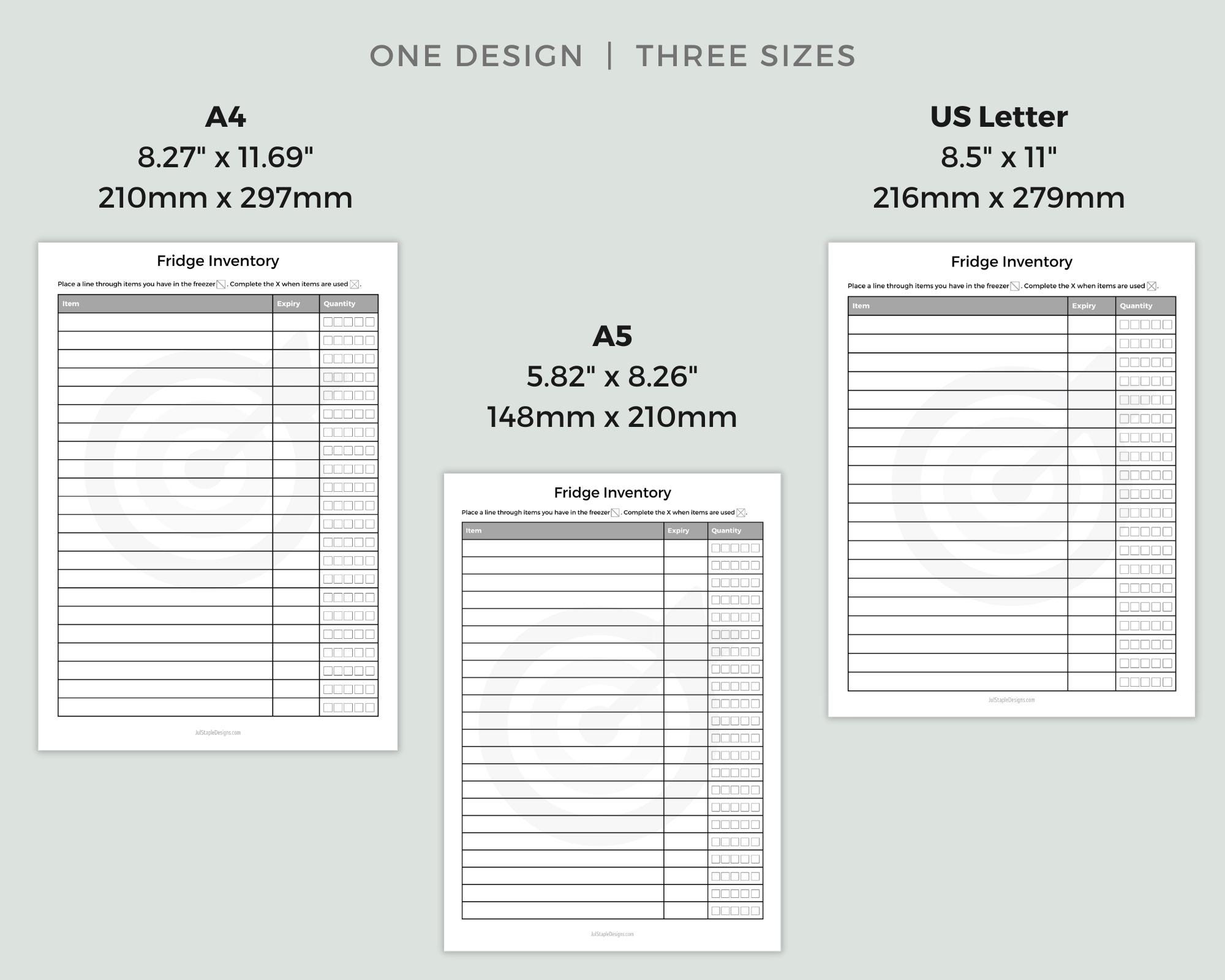 Fridge Inventory Printable Tracker: Minimalist Design (digital Download ...