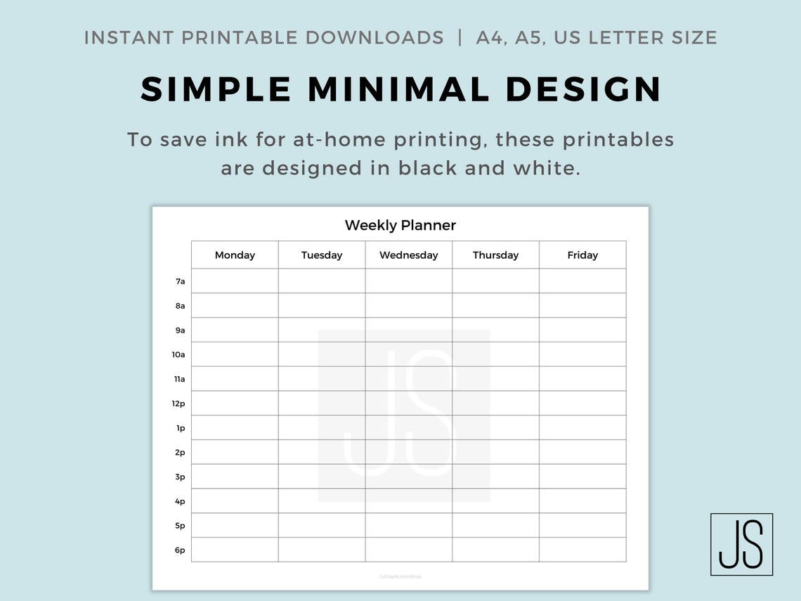 Work Week Planner Printable | Weekly Planning Printable PDF | Instant ...