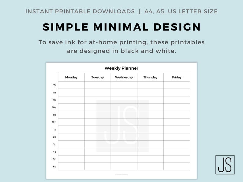 Work Week Planner Printable | Weekly Planning Printable PDF | Instant ...