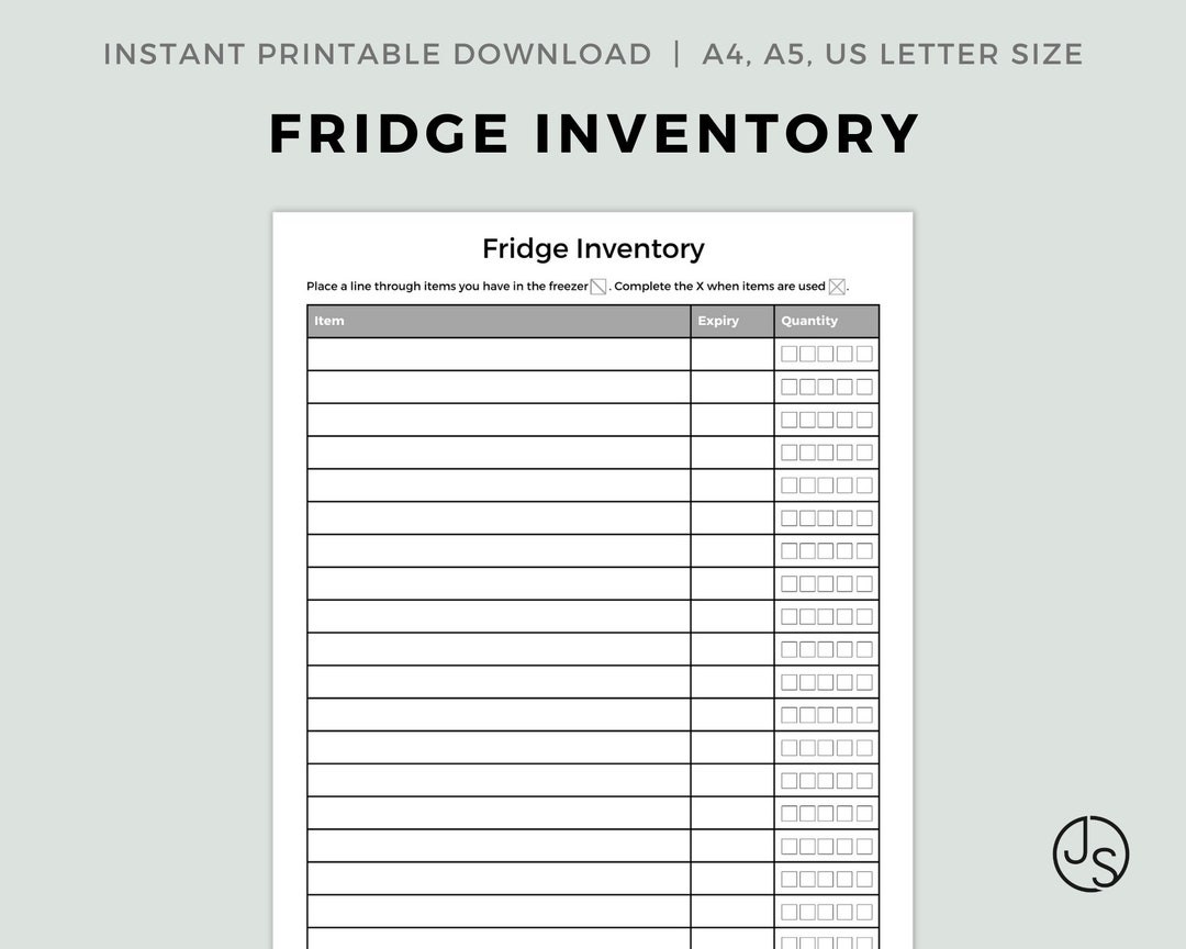 Fridge Inventory Printable Tracker Inventory Printable PDF Instant ...